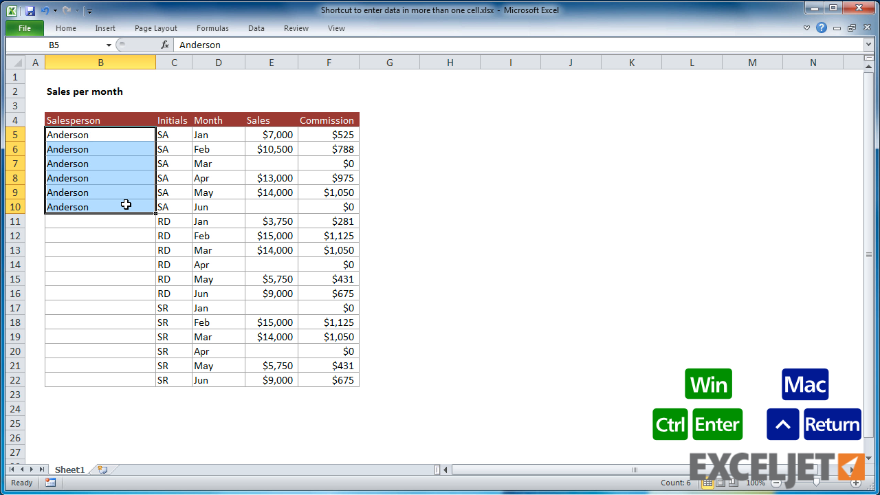 excel-tutorial-shortcut-for-entering-data-in-more-than-one-cell-in-excel